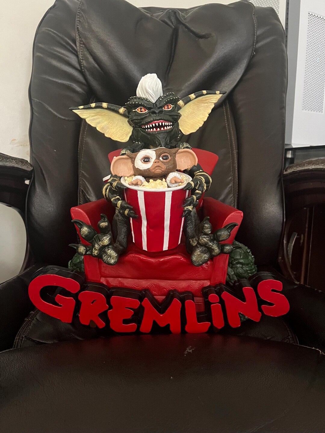 Gremlin Figurine With Gizmo in Popcorn Bucket | Cute Horror Collectible ...
