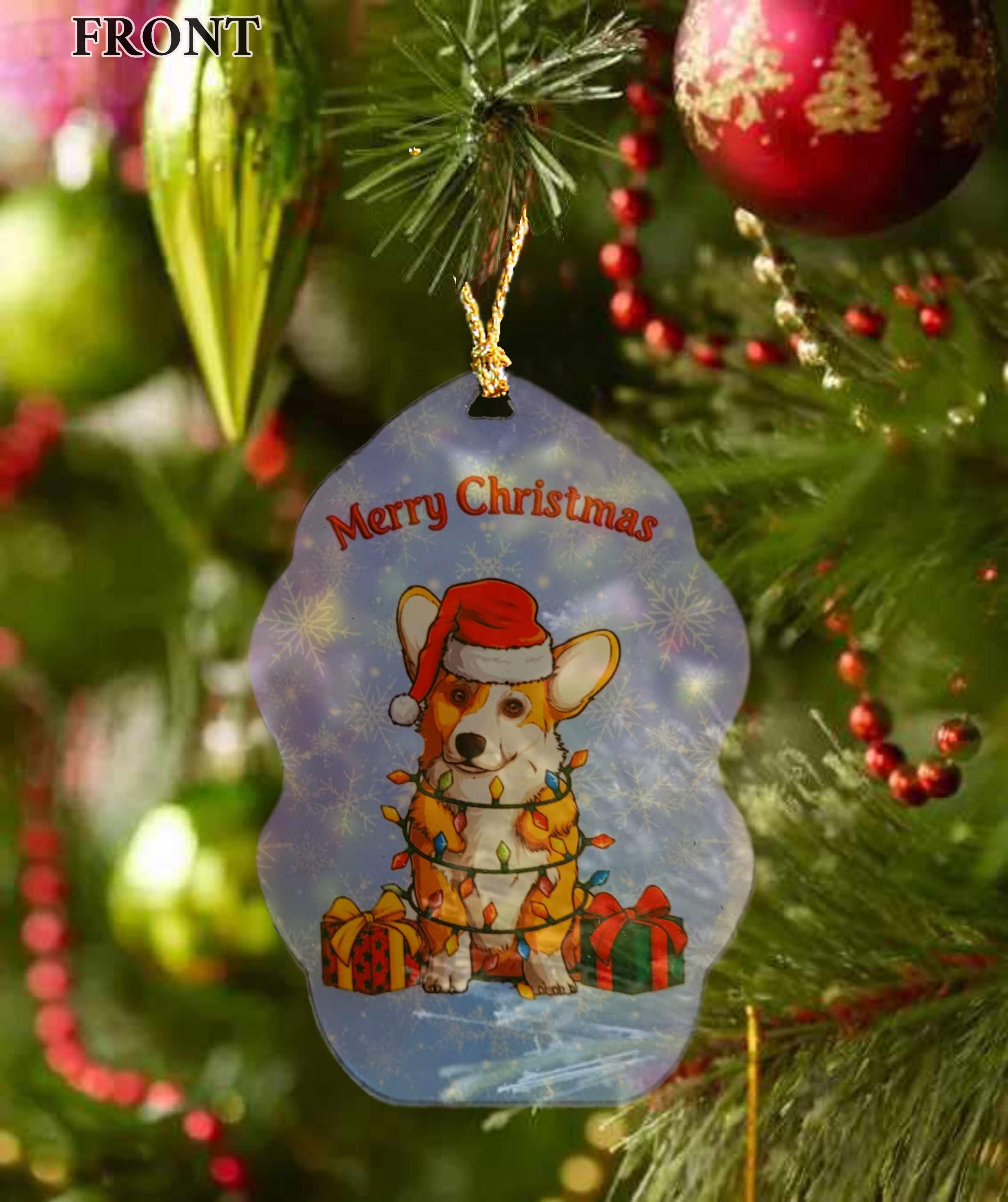 Personalized Christmas Corgi Ornament: Lights and Presents - Etsy