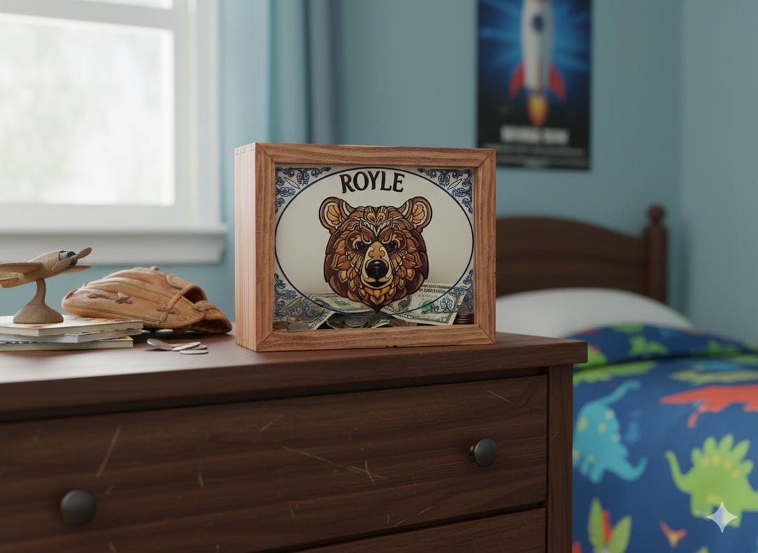 Fun Animal Bank for Kids, Customizable Name and Animal, Bear, Lion ...