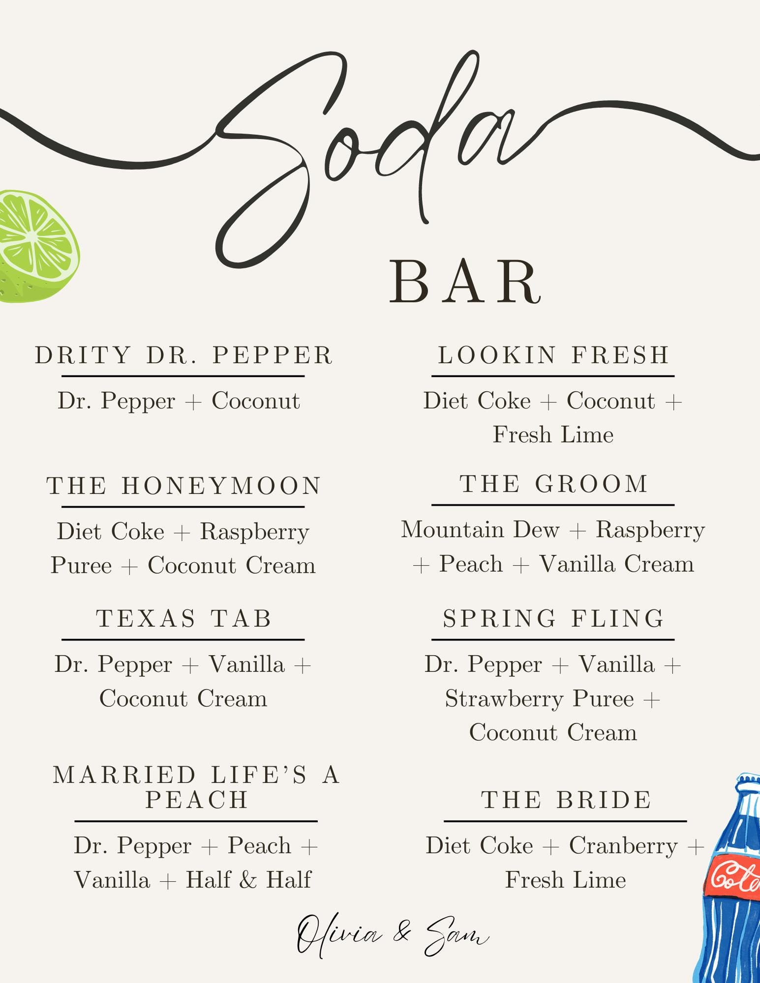 Soda Bar Wedding Sign | Wedding Decor | Drink Bar | Editable Digital ...