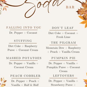 Thankful Soda Bar Sign | Thanksgiving Decor | Drink Bar | Editable ...