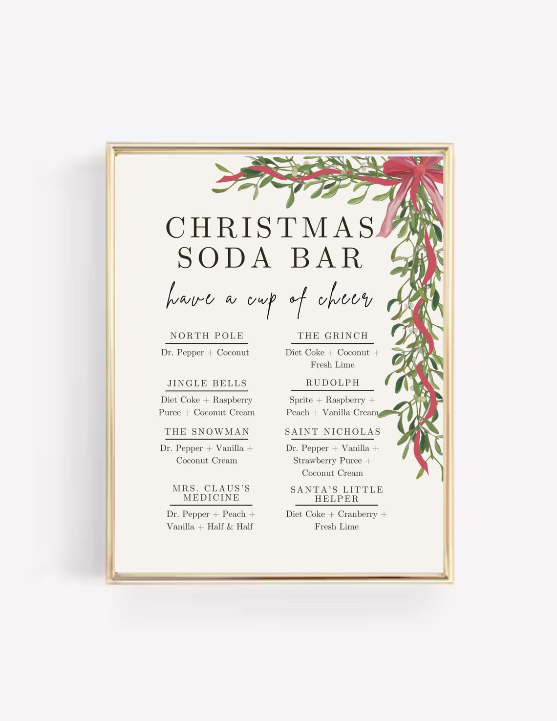 Christmas Soda Bar Sign | Christmas Party Decor | Drink Bar | Editable ...