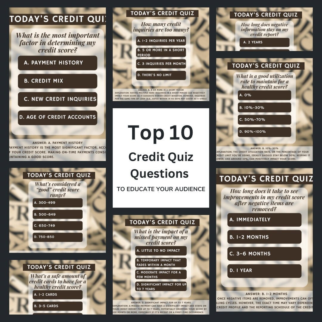 Top 10 Credit Quiz Templates for Social Media | Boost Engagement ...
