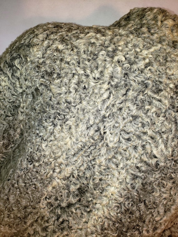 Vintage 40s-50s Gray Curly Lamb Wool Coat Jacket - Mi… - Gem