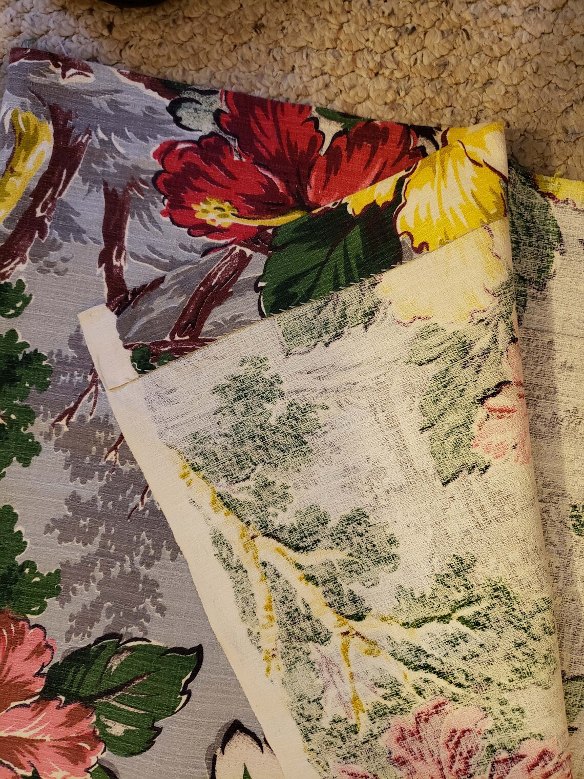Vintage 1940s 1950s Backcloth Panel, Floral Motif, 46" X 81" - Etsy