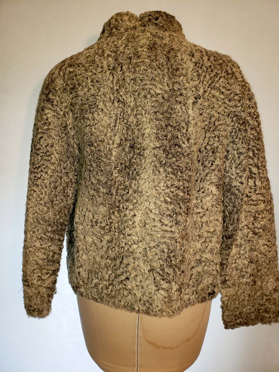 Vintage 40s-50s Gray Curly Lamb Wool Coat Jacket - Mi… - Gem