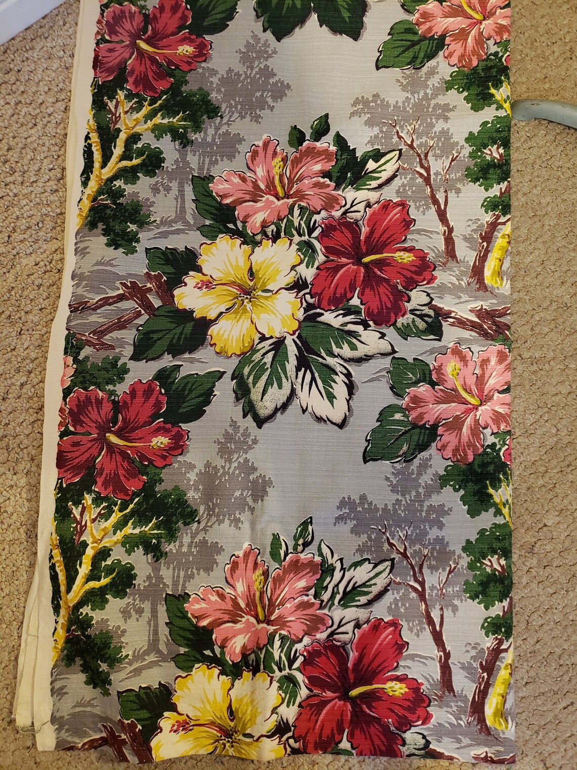 Vintage 1940s 1950s Backcloth Panel, Floral Motif, 46" X 81" - Etsy