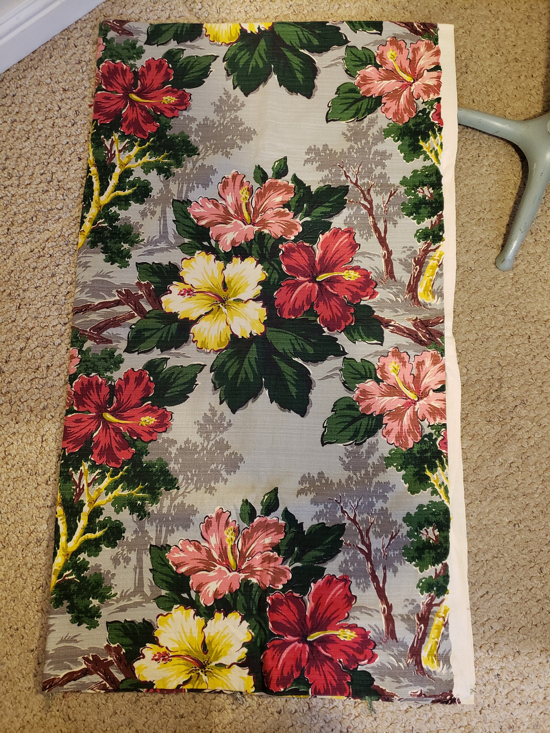 Vintage 1940s 1950s Backcloth Panel, Floral Motif, 46" X 81" - Etsy