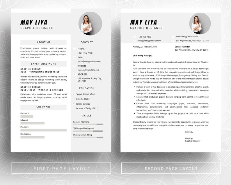 CV Resume Template, Professional Resume, Canva Diy Template, Cover ...