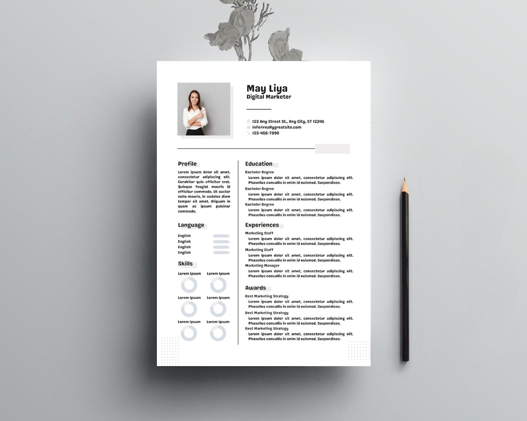 CV Resume Template, Professional Resume, Canva Diy Template, Cover ...