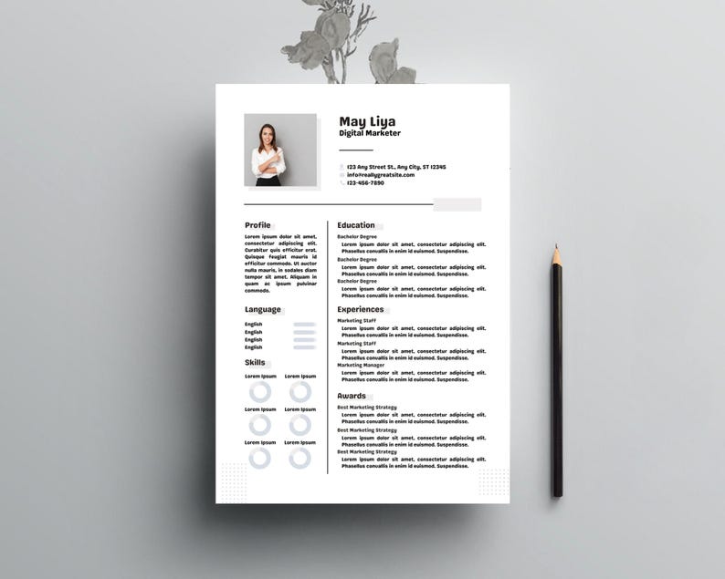 CV Resume Template, Professional Resume, Canva Diy Template, Cover ...