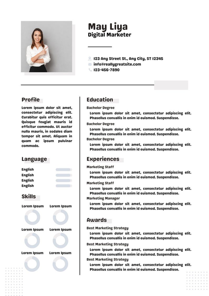 CV Resume Template, Professional Resume, Canva Diy Template, Cover Letter, Curriculum Vitae ...