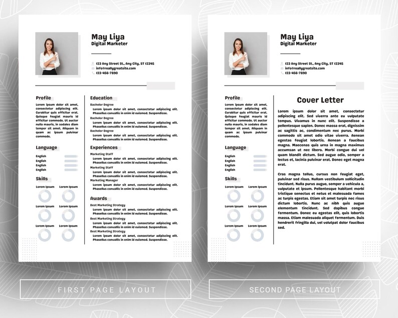 CV Resume Template, Professional Resume, Canva Diy Template, Cover ...
