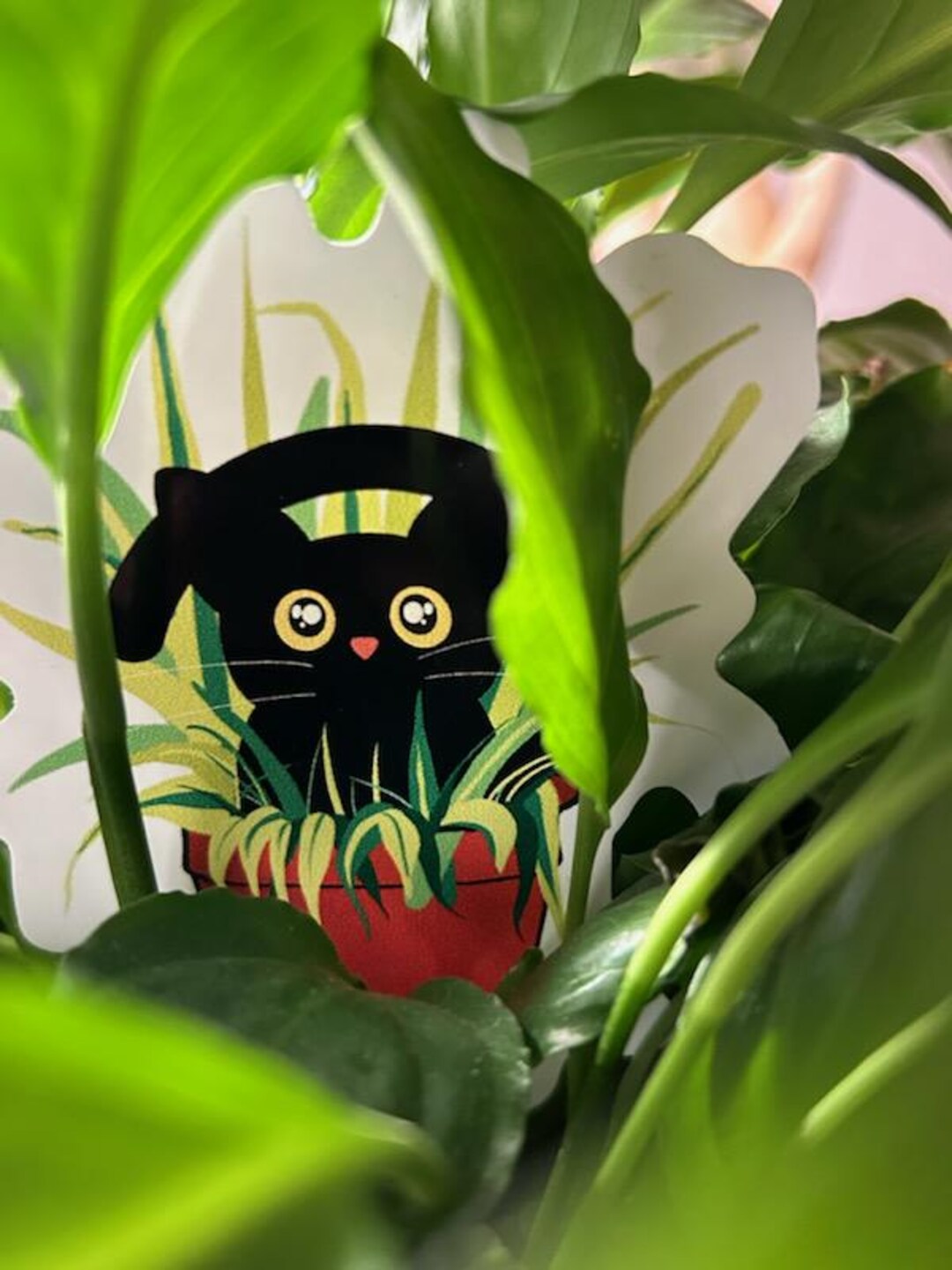 Cute Black Cat in Hiding Sticker on Durable, Waterproof Die-cut Vinyl ...