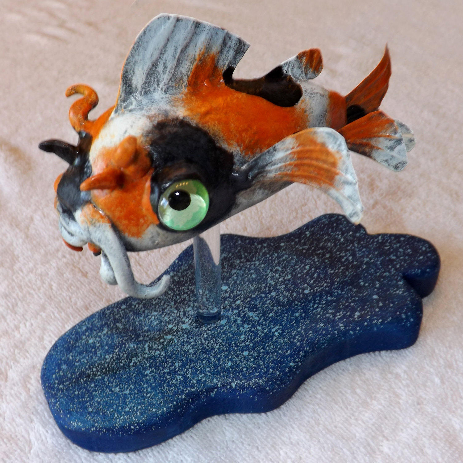 Catfish Platter Calico, Marmalade Tabby & Siamese Original Sculptures ...