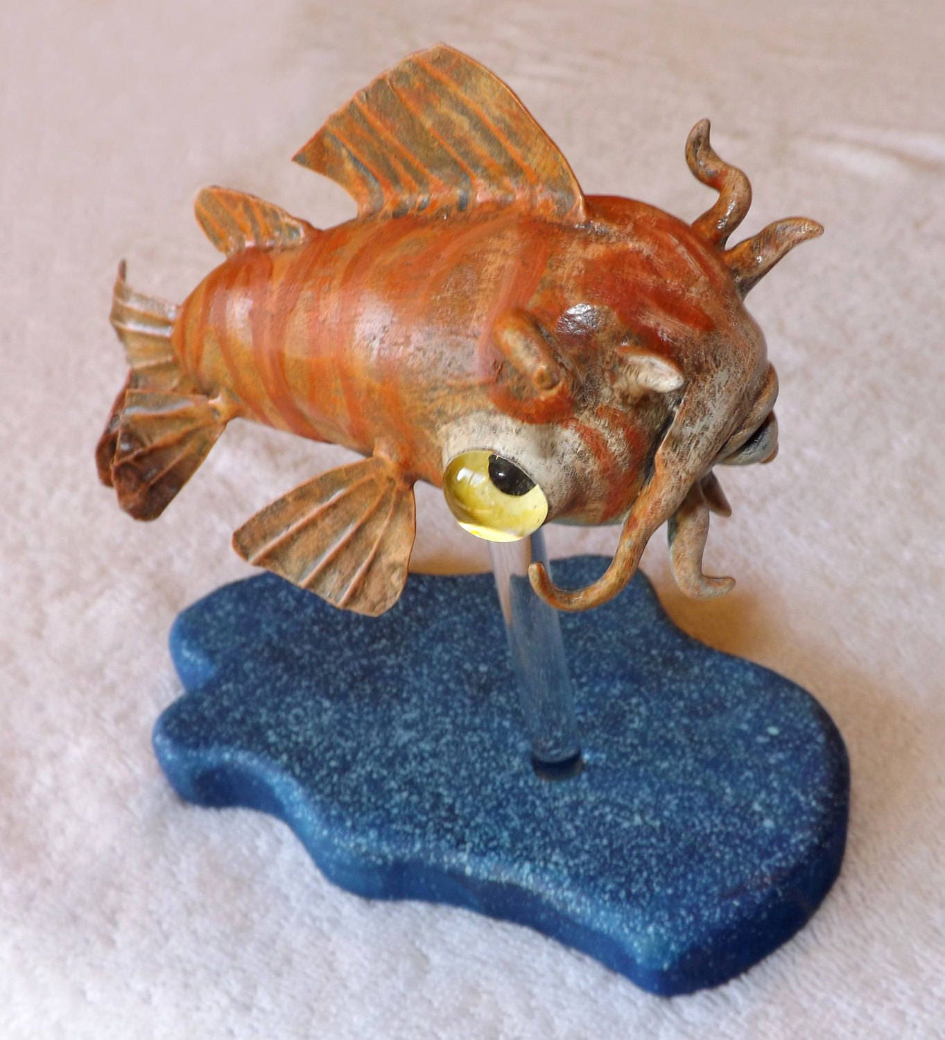Catfish Platter; Calico, Marmalade Tabby & Siamese Original Sculpture(s ...