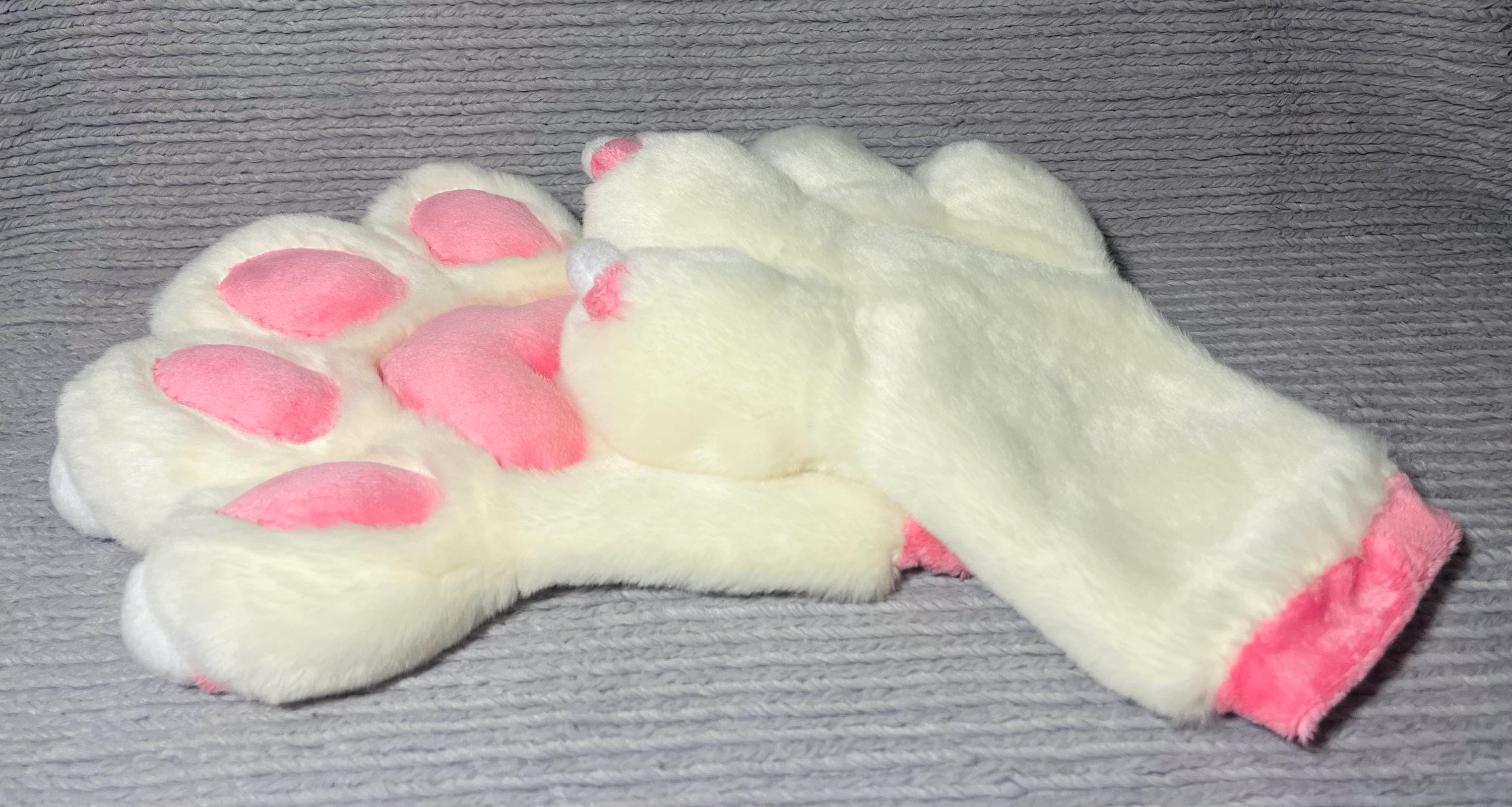 Pink and White Puffy Four Finger Fursuit Cat Paws - Etsy