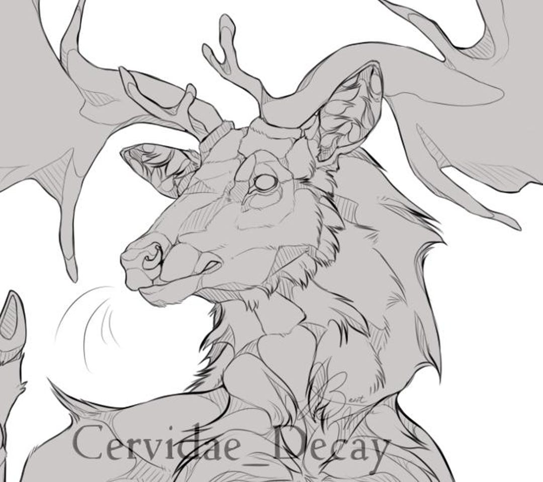 Irish Elk Deer Furry / Anthro / Anthropomorphic Lineart Base for ...