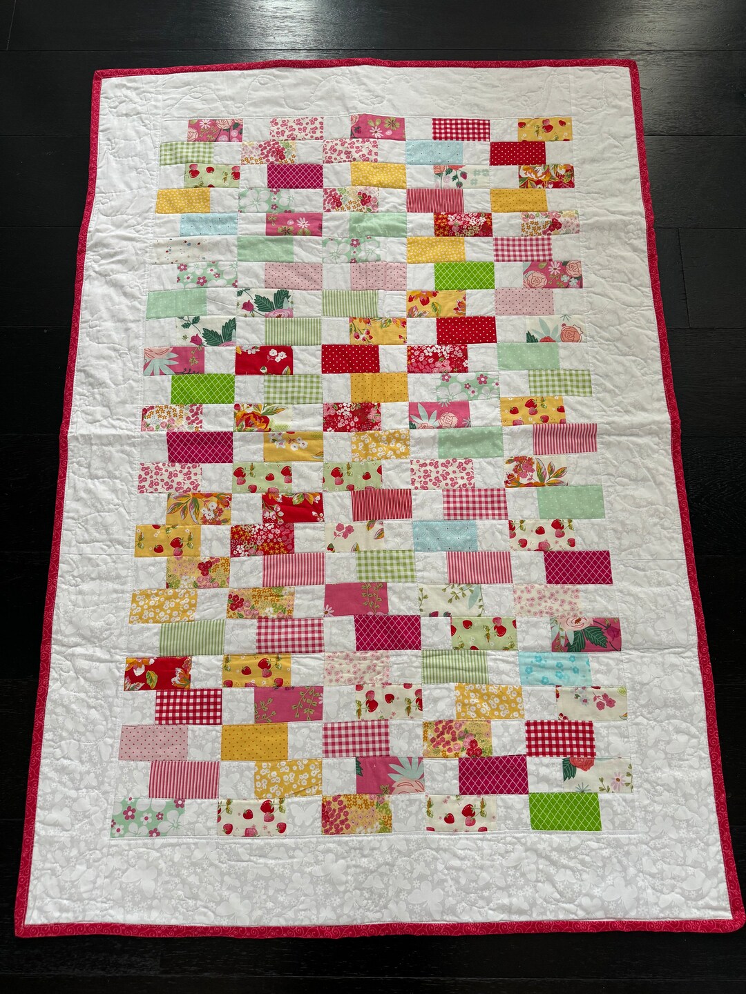 NEW! Handmade Baby Blocks Crib Quilt Blanket! 100% Cotton Floral Prints ...