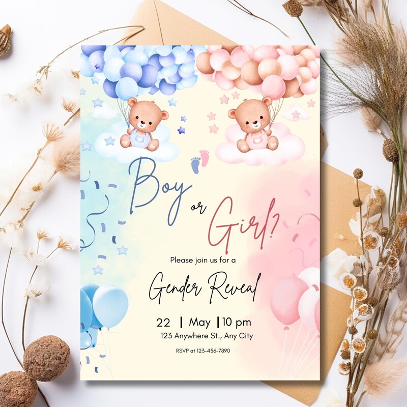 Gender Reveal Invitation - Etsy