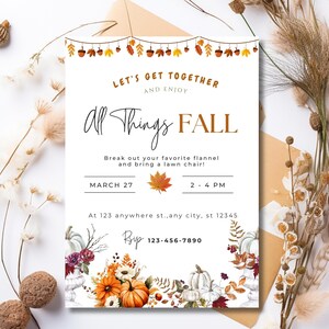 All Things Fall Invitation,editable Fall Harvest Festival Invitation ...