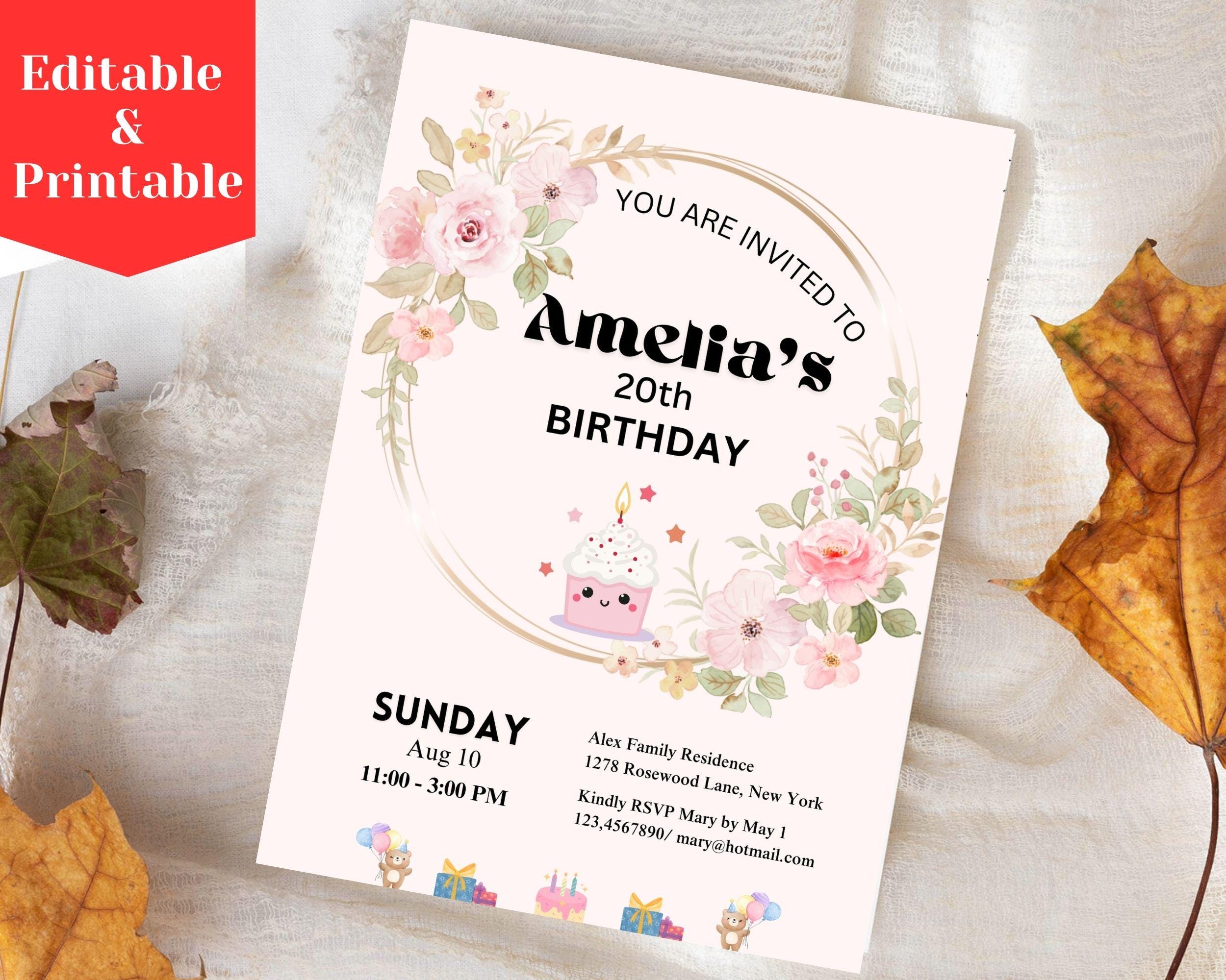 Floral Birthday Invitation,floral Birthday Invite,wild Flower Design ...