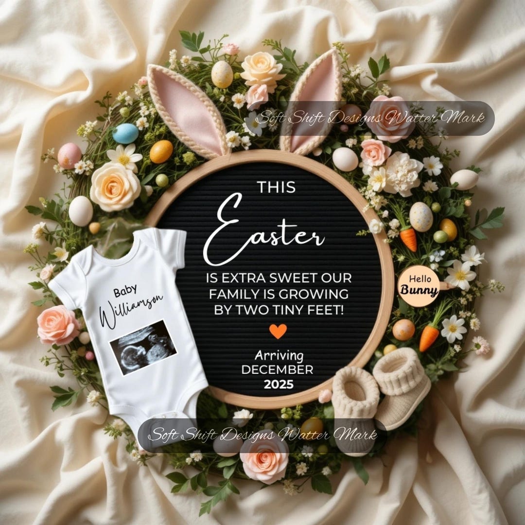 Easter Pregnancy Announcement Digital, Spring Baby Announcement, April ...