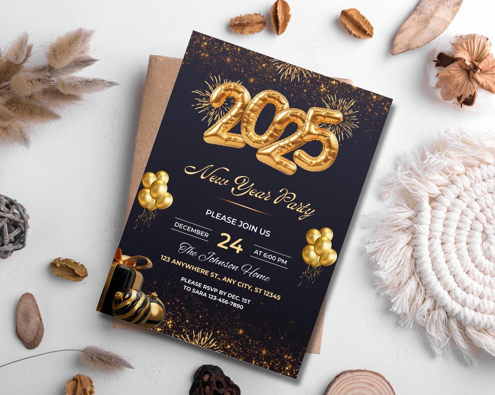2025 New Years Party Invitation Template,new Years Party Invitation ...
