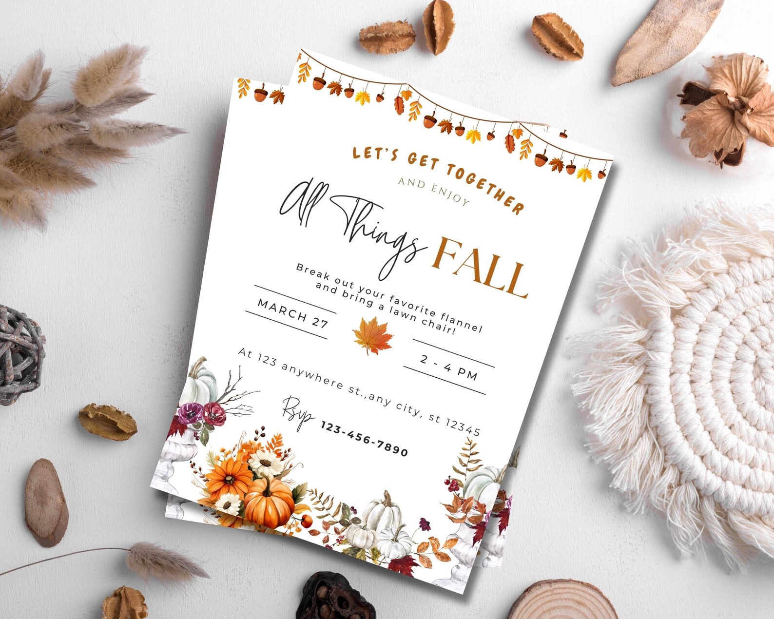 All Things Fall Invitation,editable Fall Harvest Festival Invitation ...