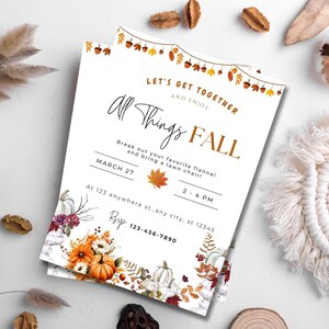 All Things Fall Invitation,editable Fall Harvest Festival Invitation ...