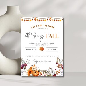 All Things Fall Invitation,editable Fall Harvest Festival Invitation ...
