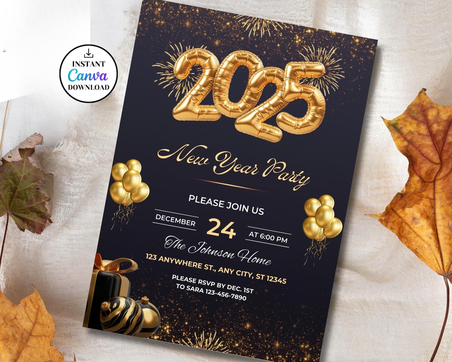 2025 New Years Party Invitation Template,new Years Party Invitation ...