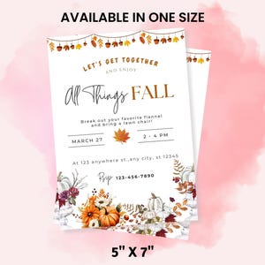 All Things Fall Invitation,editable Fall Harvest Festival Invitation ...