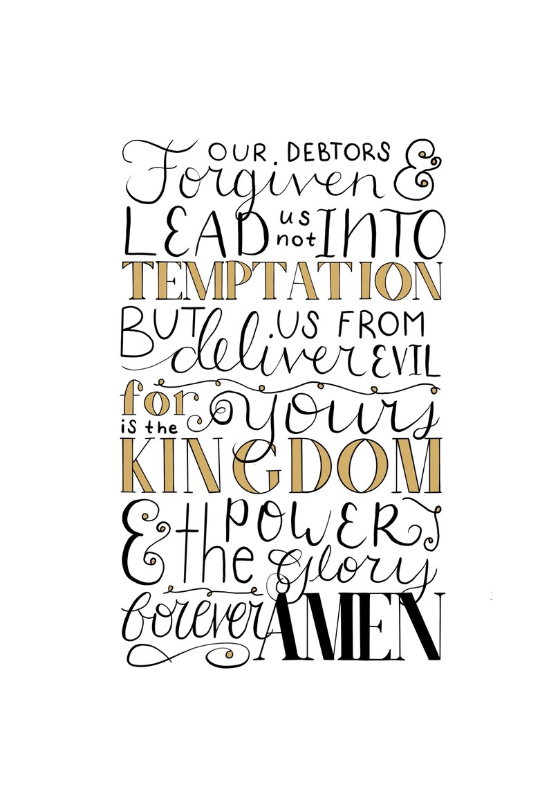 The Lord's Prayer Poster Set / Set of 2 / Bible Verse Wall Art / Hand ...