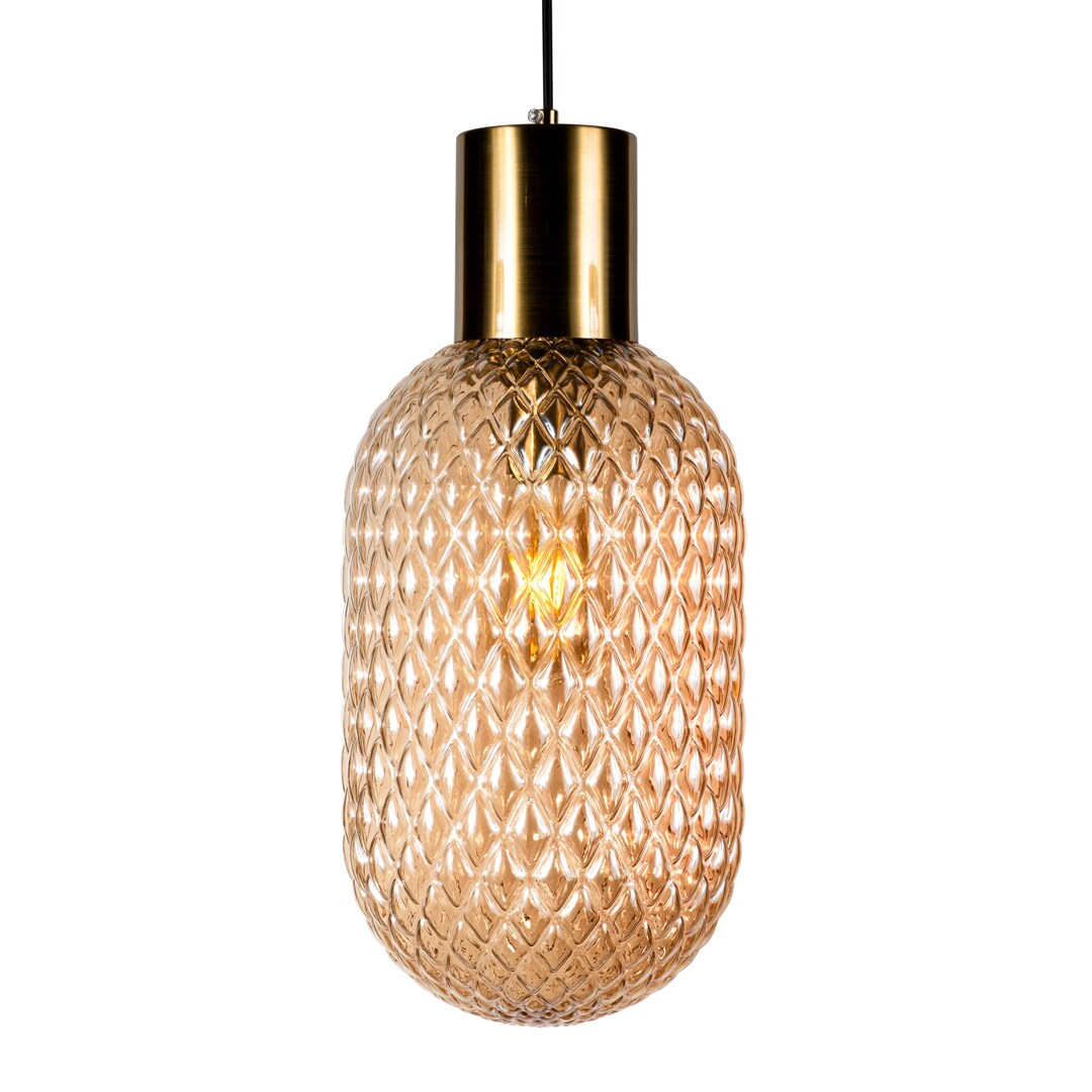 Handmade Amber Textured Glass Pendant Light - Oval Ellipse Lampshade - Etsy