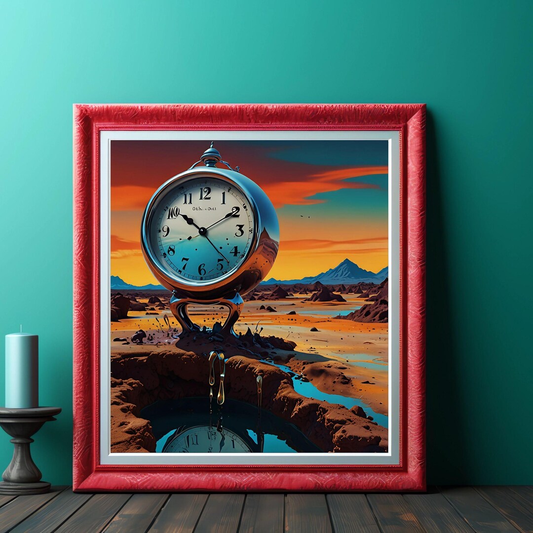 Surreal Melting Clock Art Print Dreamlike Desert Landscape, Time ...