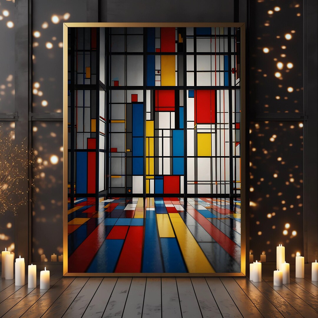 Mondrian-inspired Geometric Wall Art Modernist Abstract Grid Design for ...