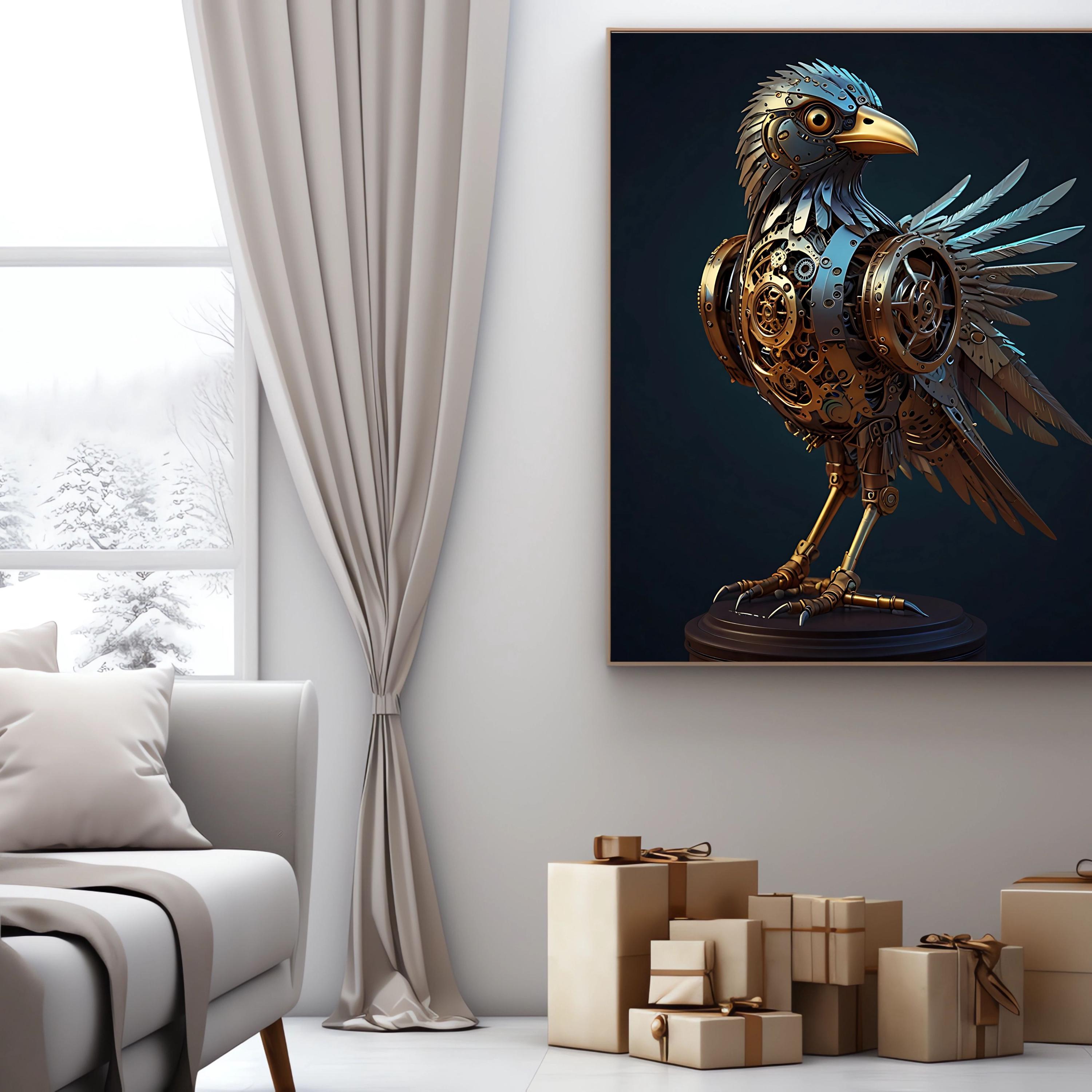 Steampunk Mechanical Bird Art Print Clockwork Fantasy, Robotic Decor ...