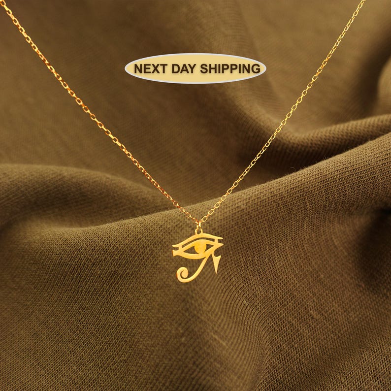 14K Gold Eye of Ra Necklace | Eye of Horus Pendant | Protection Jewelry ...