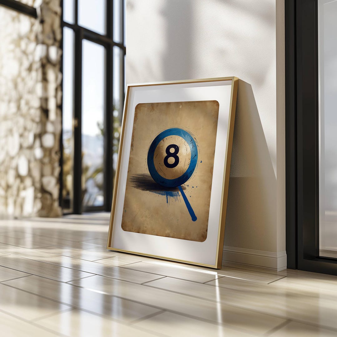 Retro Pool Ball Art Print Vintage Hand-drawn Wall Art for Stylish Decor ...