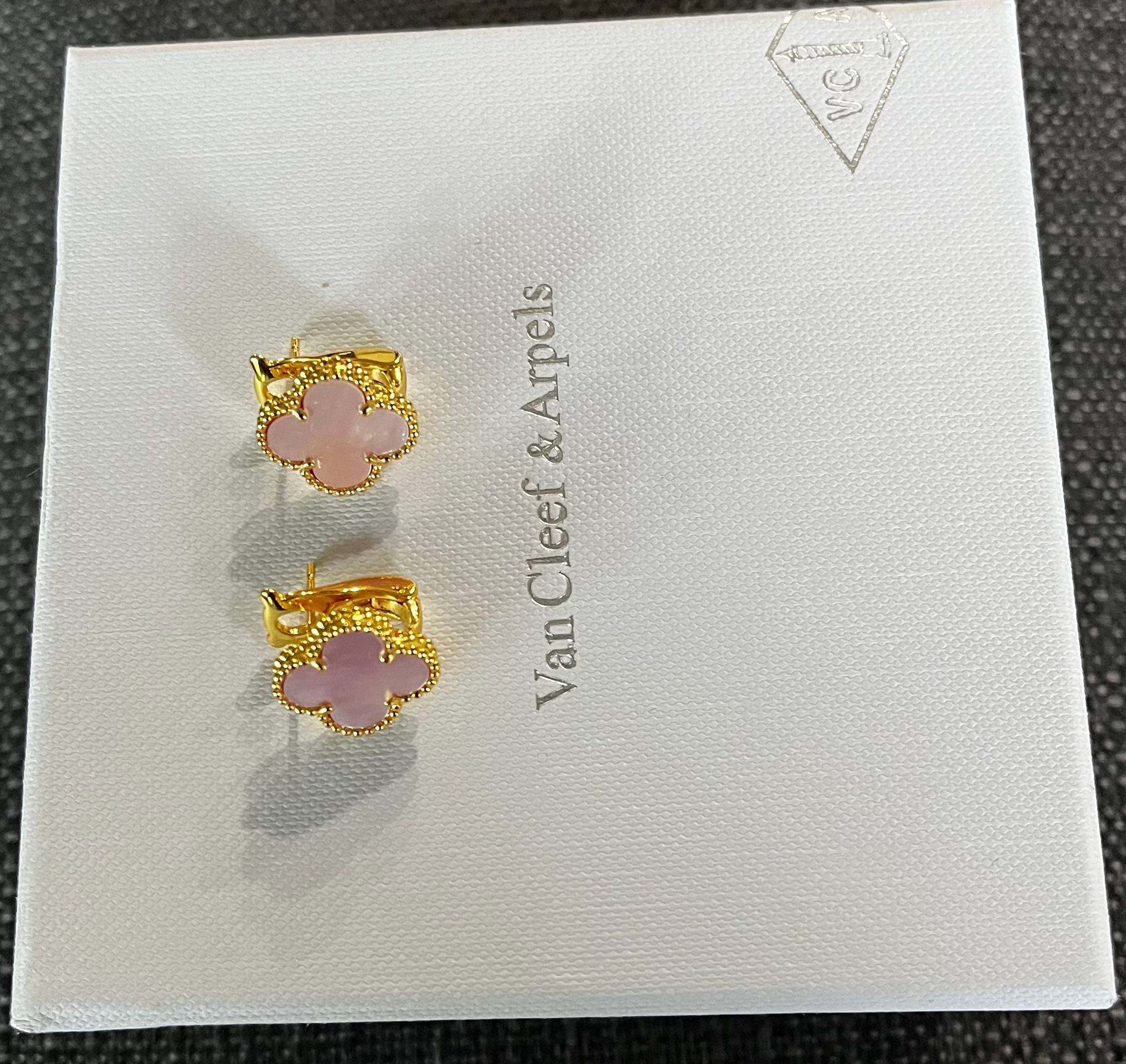 Pre-loved Vintage Vancleef Alhambra Pink Stud Earrings - Etsy