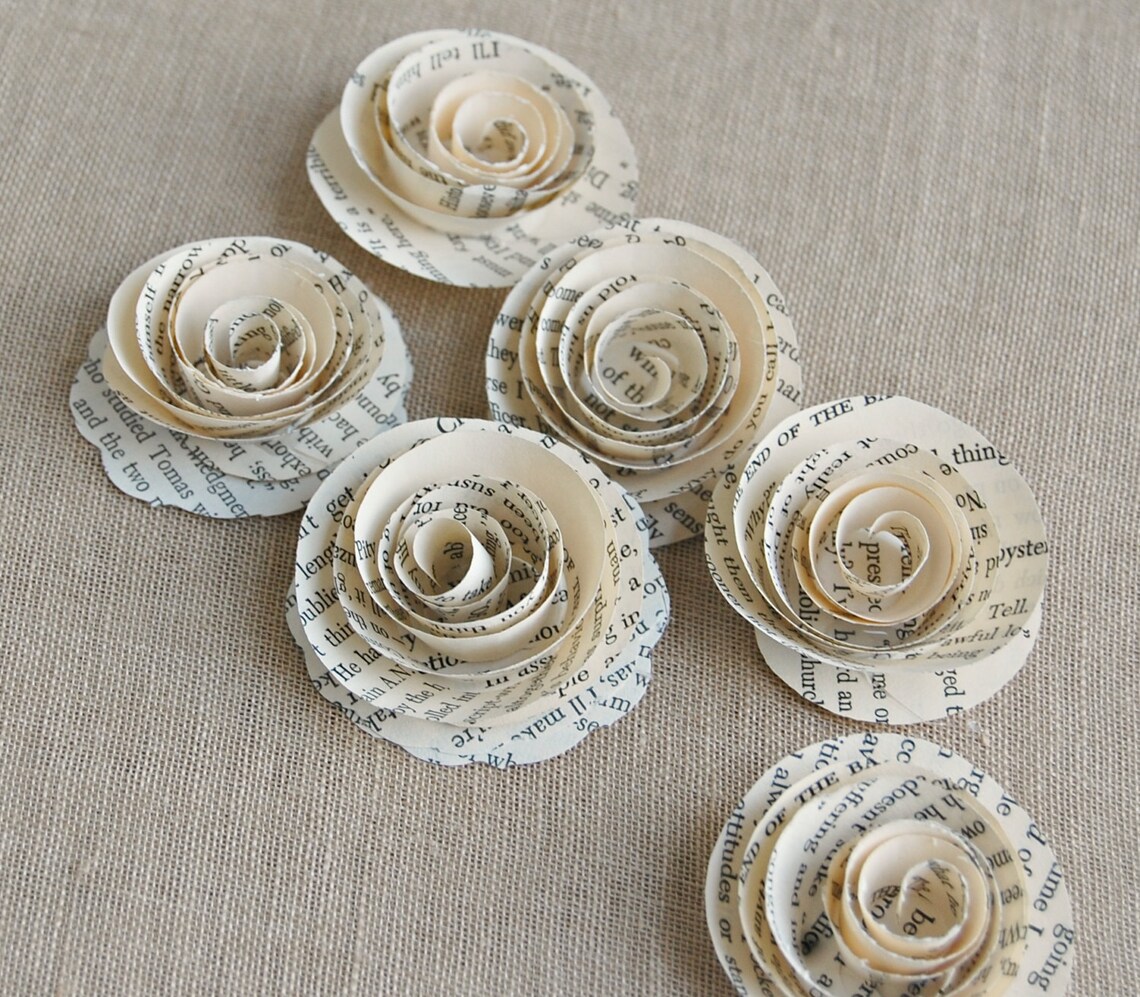 24 Book Page Roses / Paper Roses / Wedding Decor / Book | Etsy