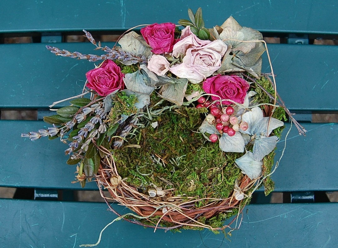 Nest With Dried Flowers / Birds Nest / Dried Rose and Lavender Nest ...