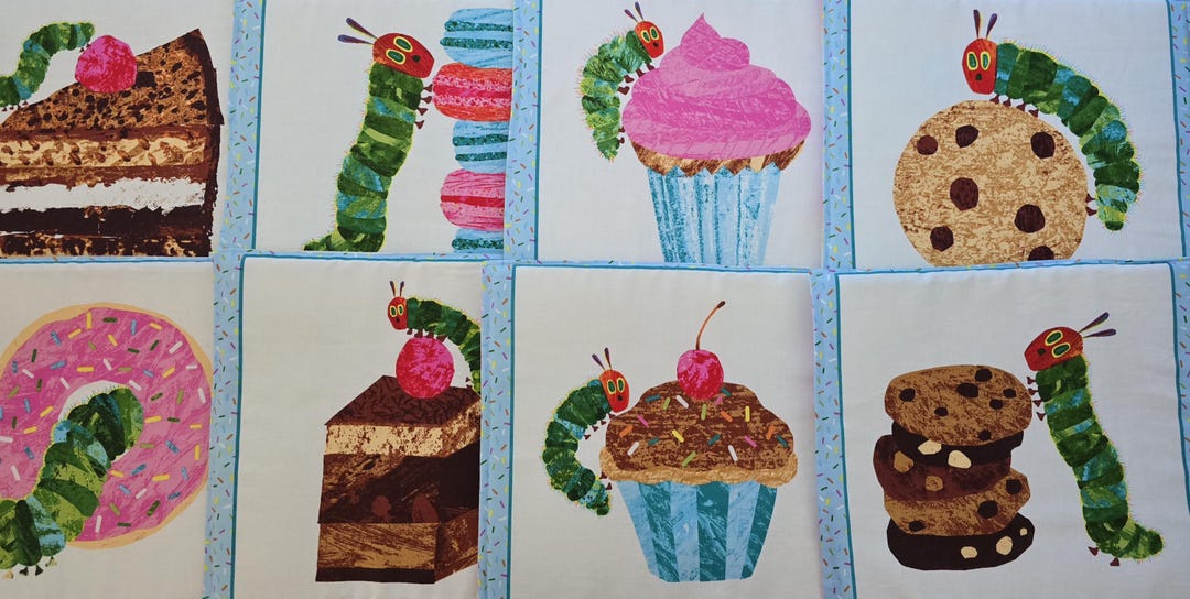 The Very Hungry Caterpillar Fabric Panels - Set of 8 - Eric Carle ...