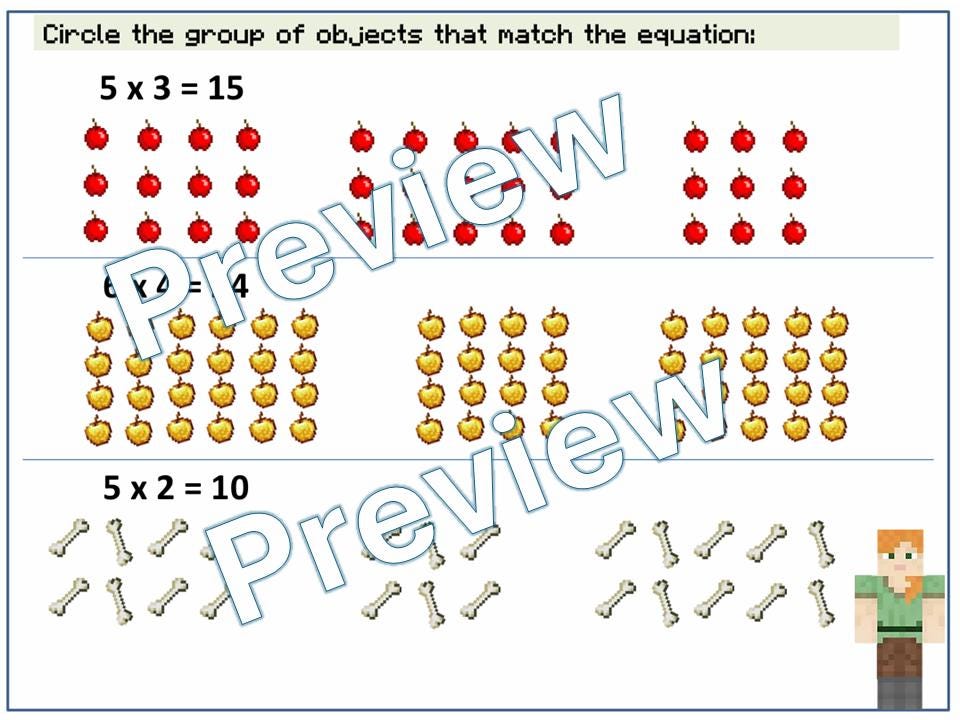 Minecraft Multiplication Worksheets Grade 2 Math Practice - Instant ...
