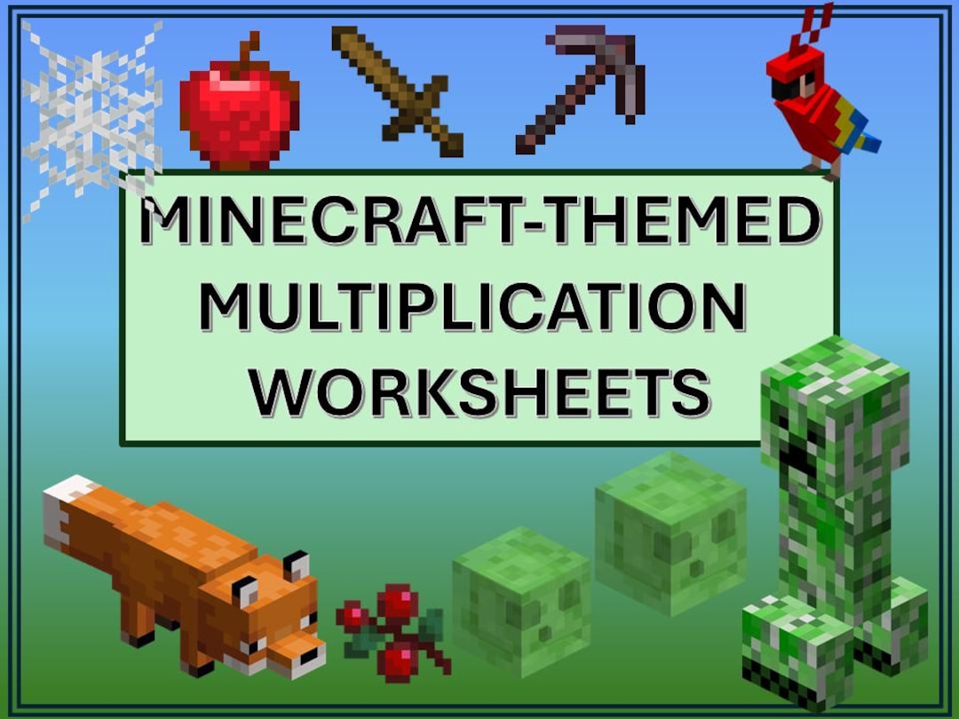 Minecraft Multiplication Worksheets Grade 2 Math Practice - Instant ...