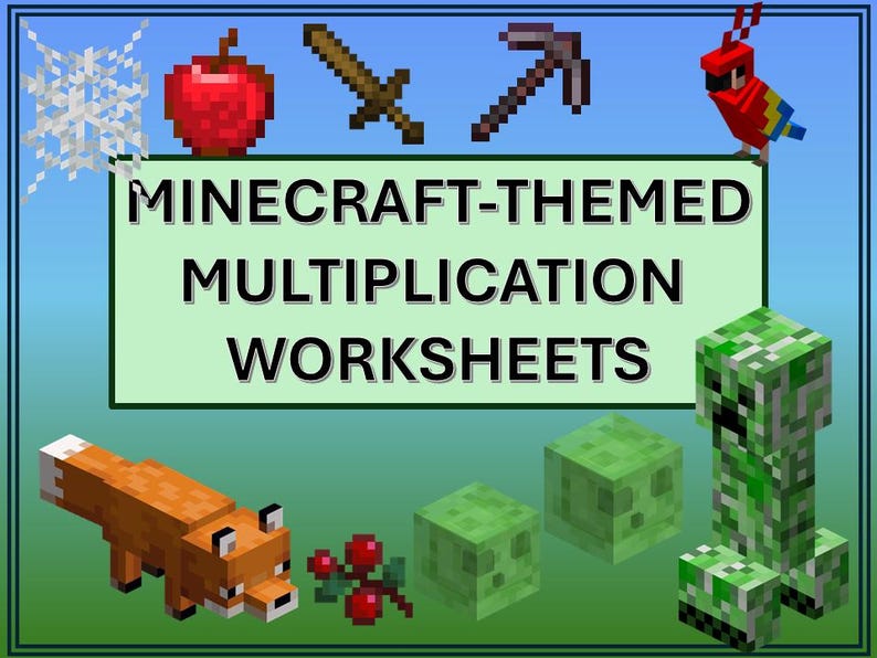Minecraft Multiplication Worksheets Grade 2 Math Practice - Instant ...