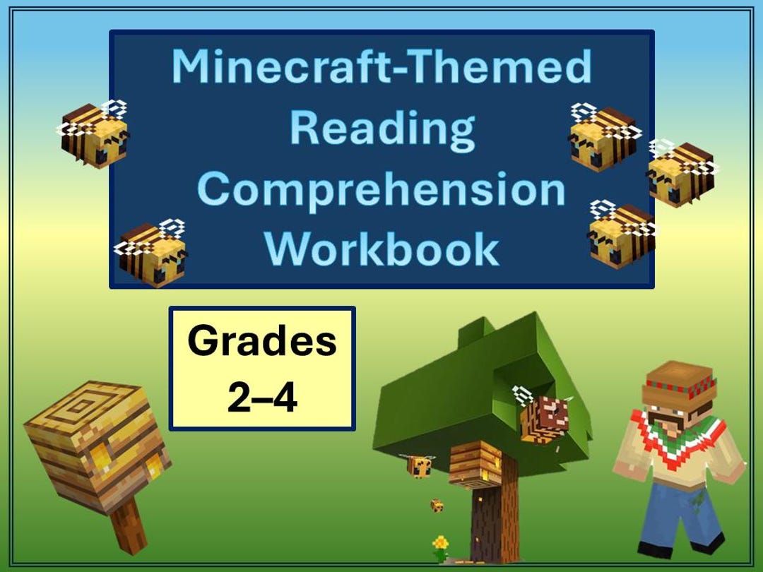 Minecraft-themed Reading Comprehension Workbook Gr.2-4 How to Take Care ...