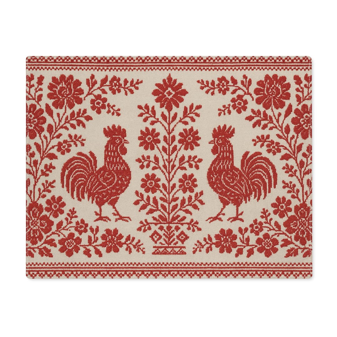 Placemat, Russian Design Rooster, Table Mat, Kitchen Decor, Dining ...