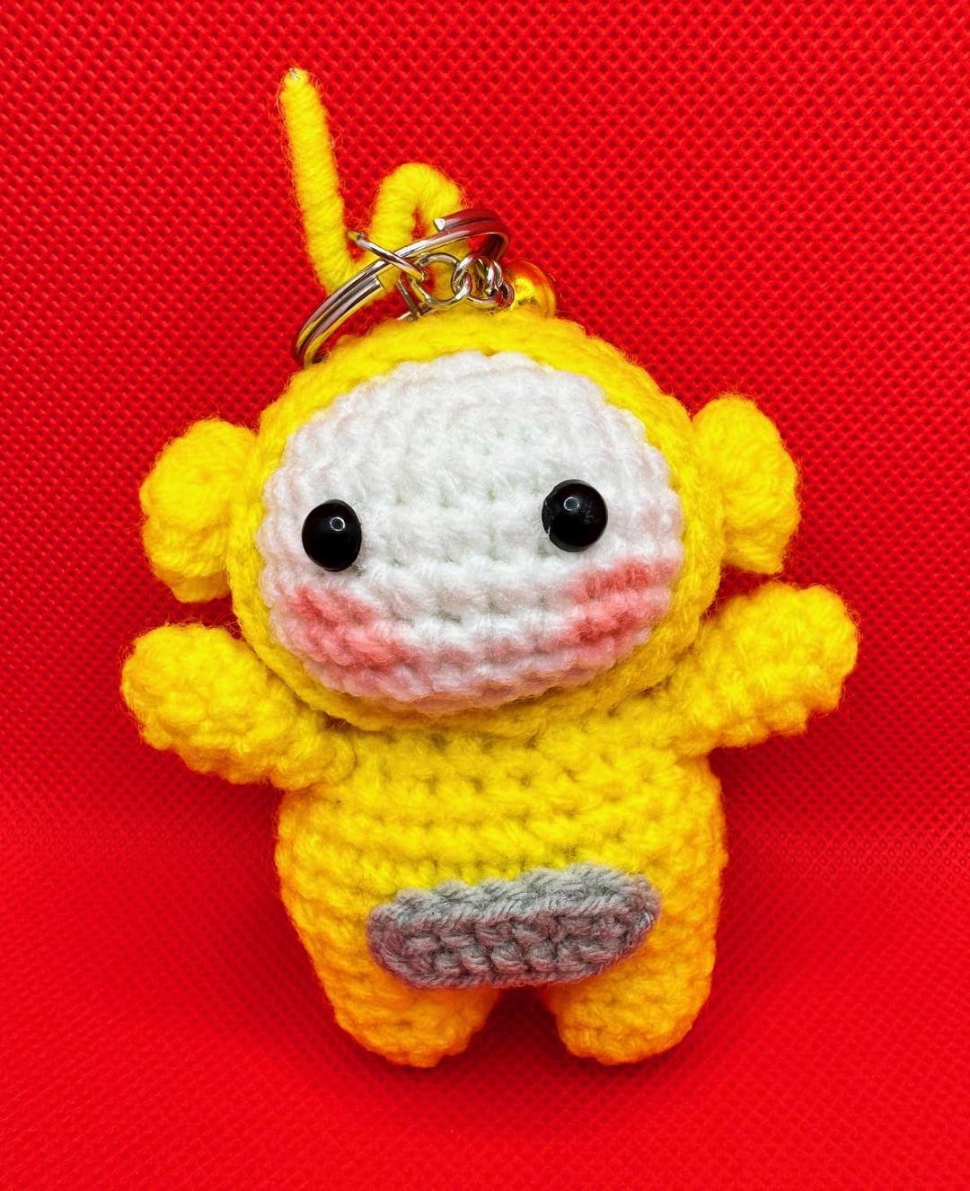 Cute Yellow Teletubby Crochet Little Animal Keychain. Handmade Soft ...